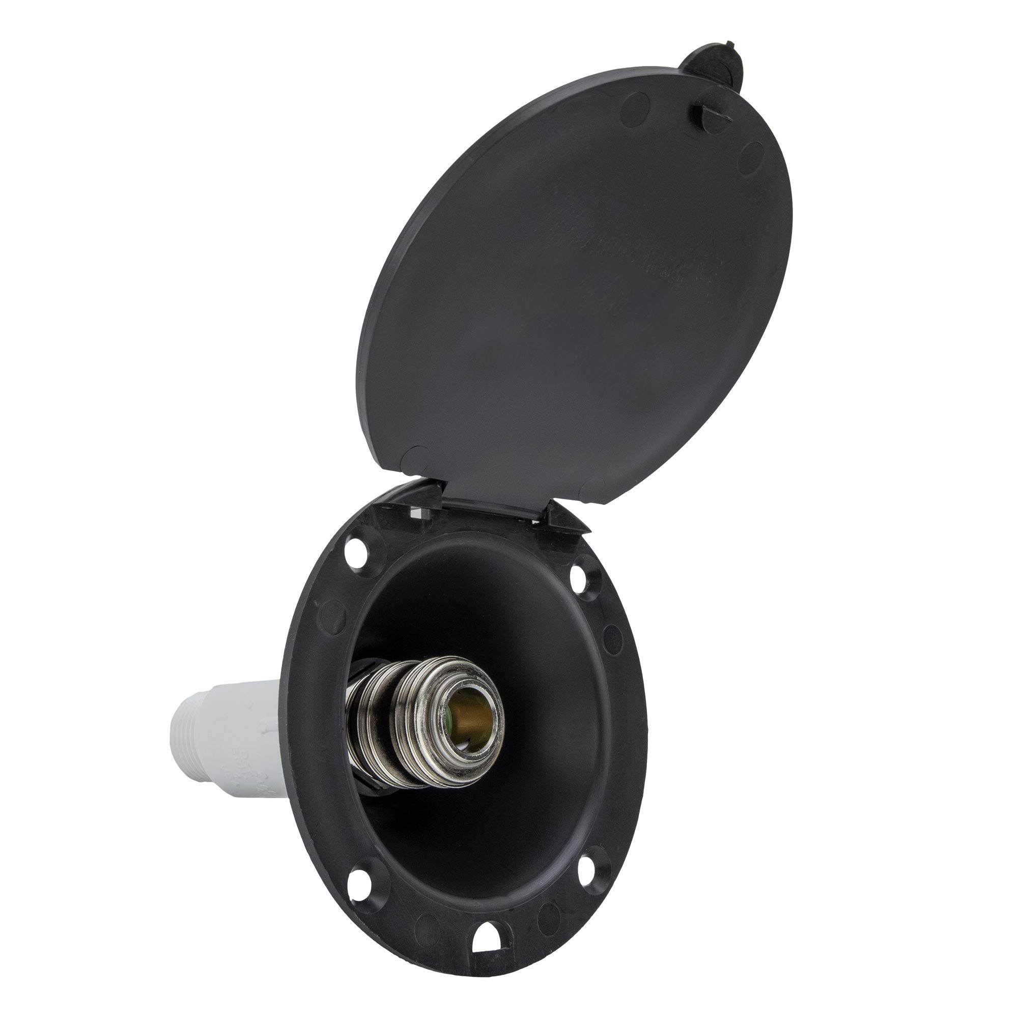 RecPro RV Exterior Spray Port Hook-Up Connector | Optional Hose with Sprayer or Quick Connector | RV Exterior Shower Port (Black, 15' Hose and Sprayer)