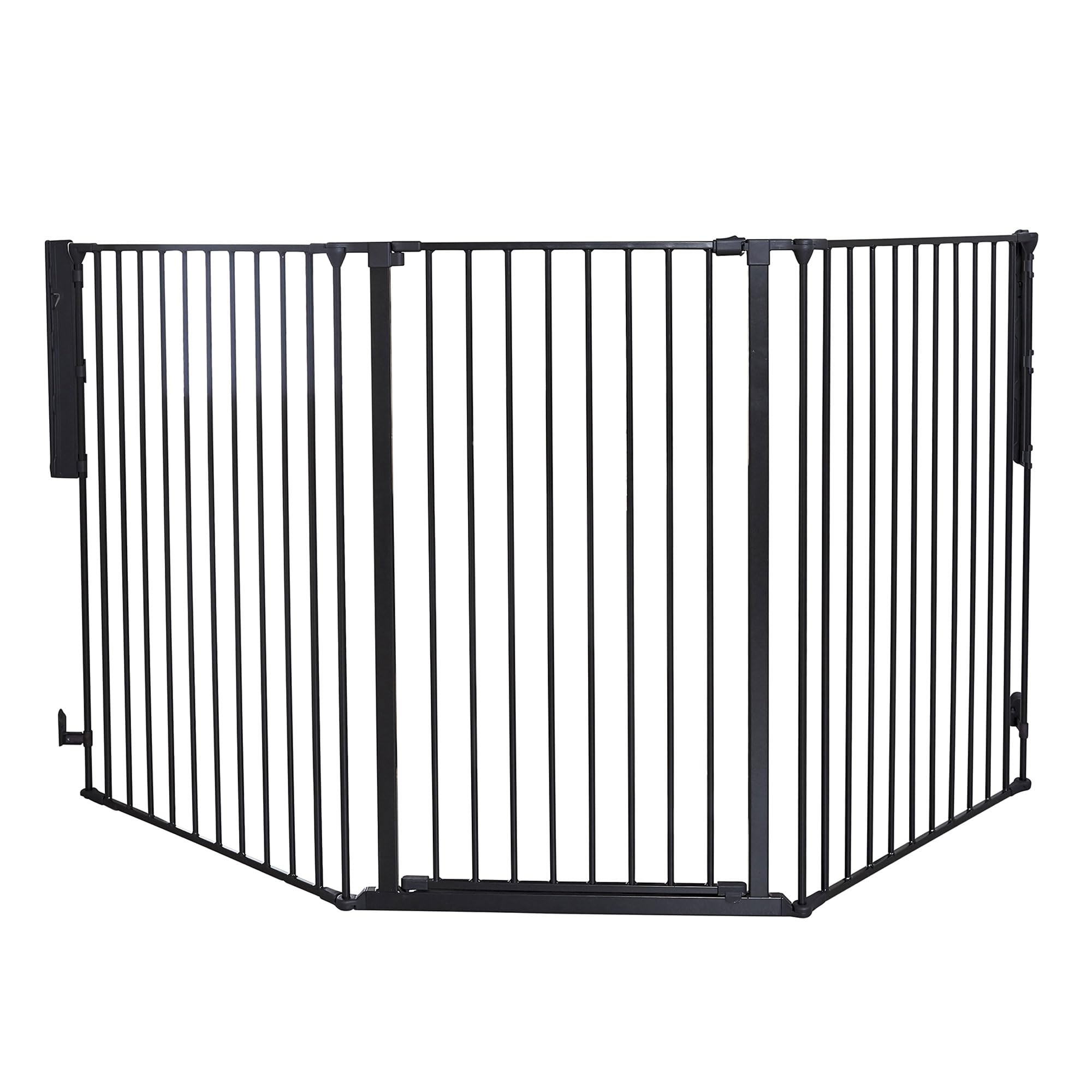 Scandinavian Pet Design Flex Large and Extra Tall Adjustable Wall Mounted Metal Pet Safety Gate with Double Locking Mechanism for Pets, Black