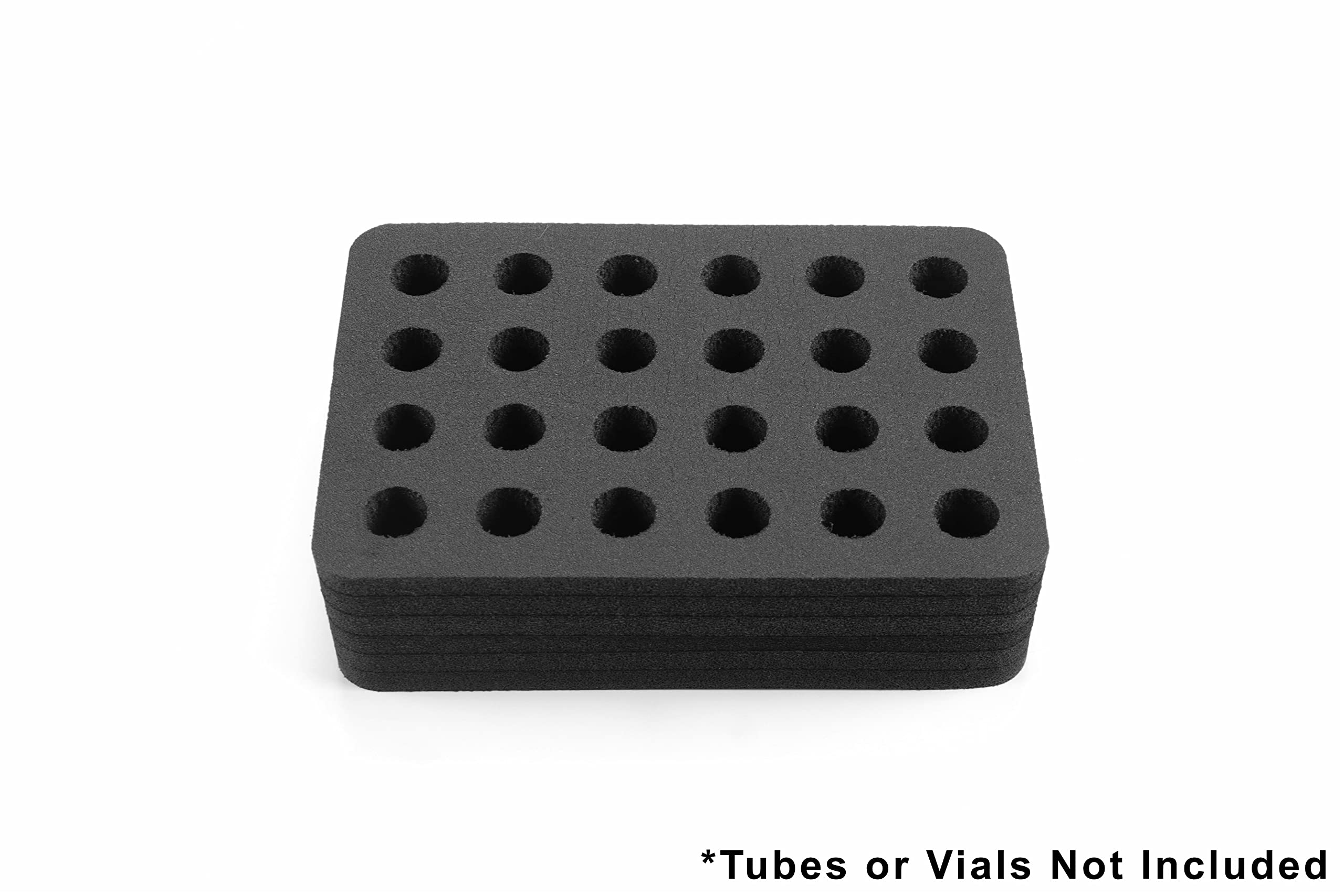 Polar Whale Test Tube Rack Durable Black Foam Storage Holder Organizer Stand Transport Holds 24 Tubes Fits up to 18mm Diameter