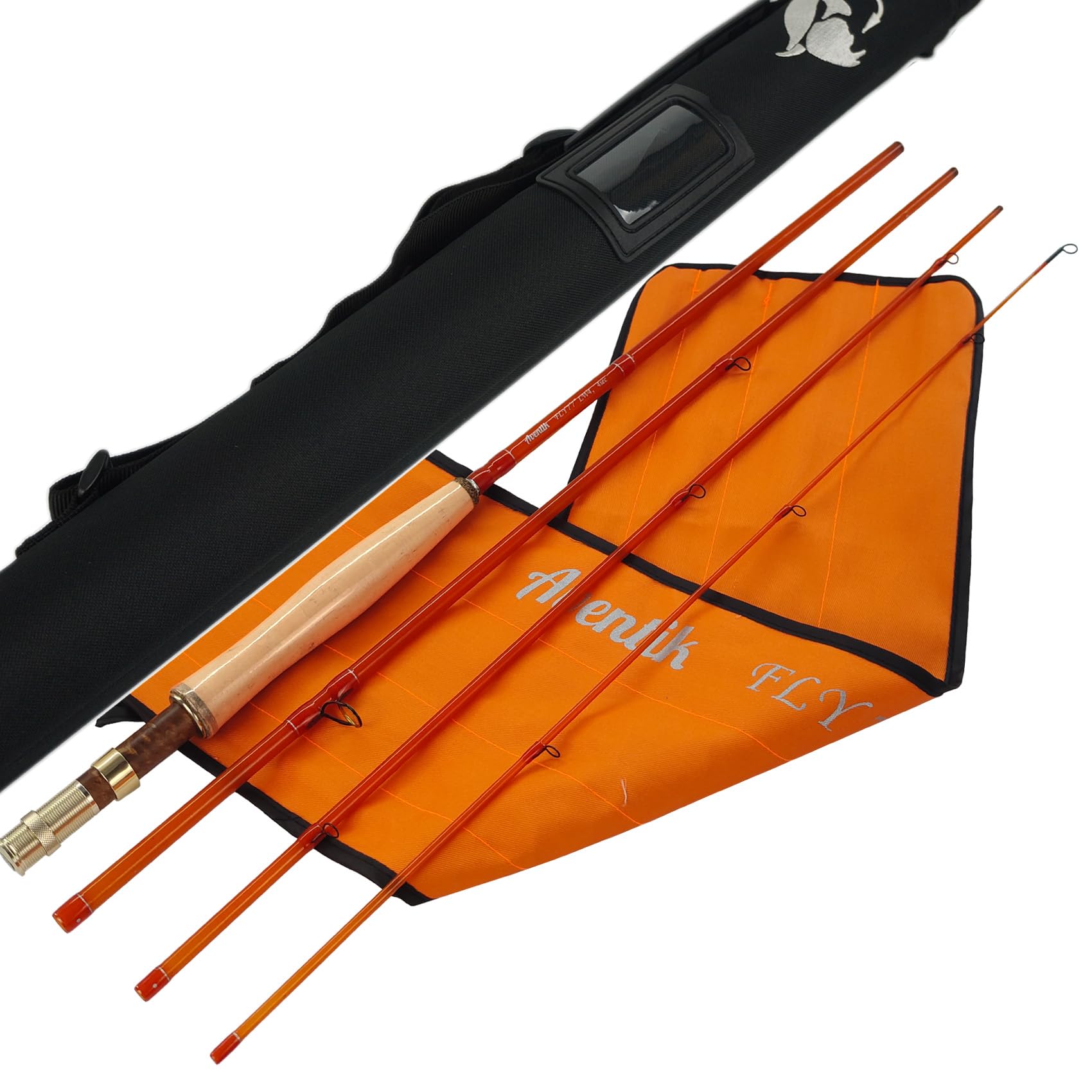Riverruns S-Glass Fiberglass Fly Fishing Rods 4pc 6’6” LW3, 7’7” LW4, 8’1” LW5 Ultra Light Classic Medium Fast Action Fly Rods (Transparent Orange, 6'6''LW3)