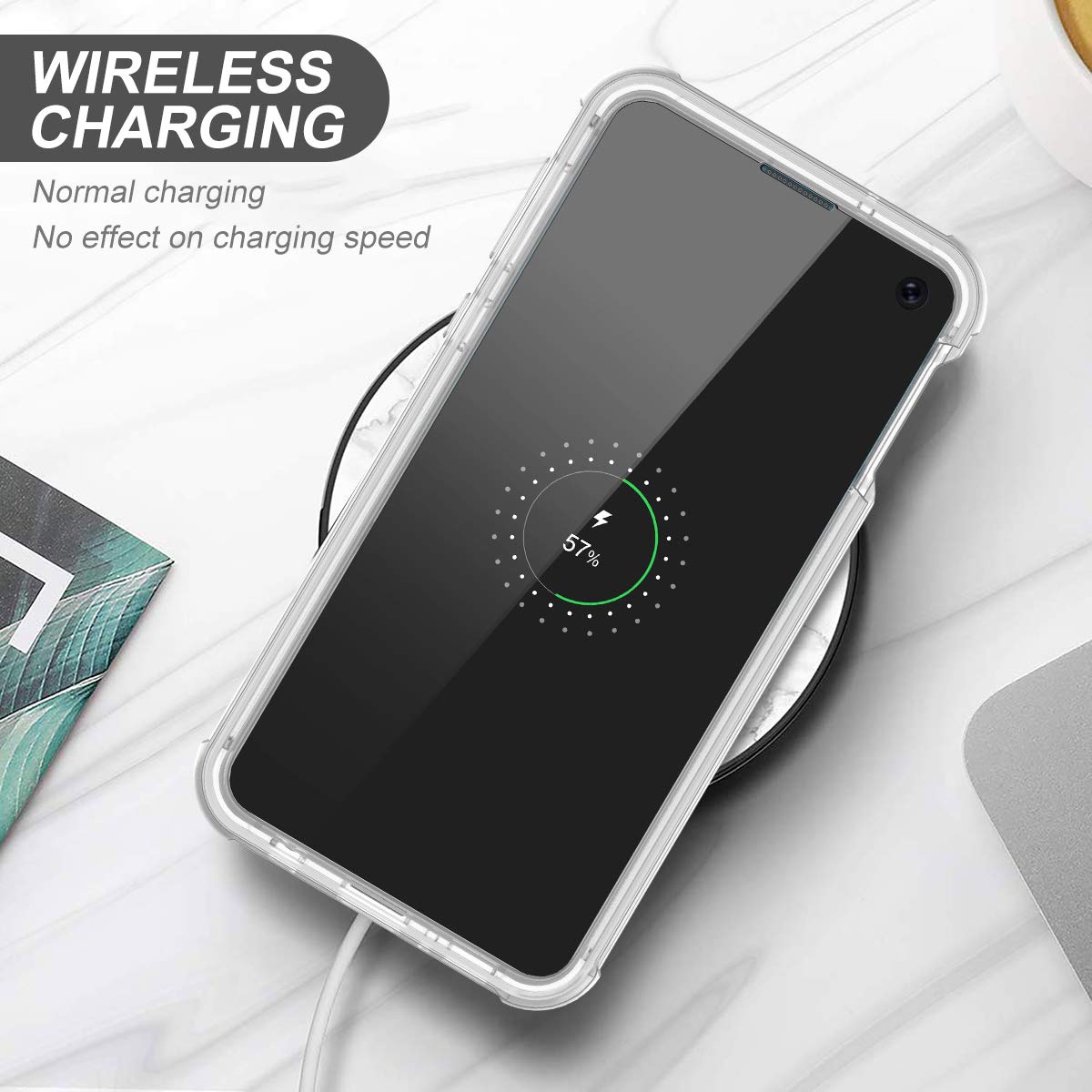 SURITCH Clear Case for Samsung Galaxy S10e,【Built in Screen Protector】【Support Wireless Charging】 Hybrid Protection Hard Shell+Soft TPU Bumper Rugged Case Shockproof for Samsung S10e 5.8"(Clear)