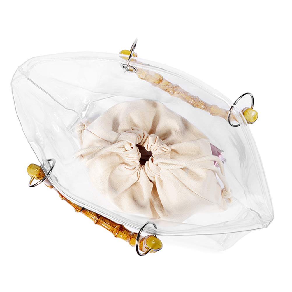 TENDYCOCO Top Handle Satchel Transparent Clutch Clear 2 in 1 Handbag PVC for Women