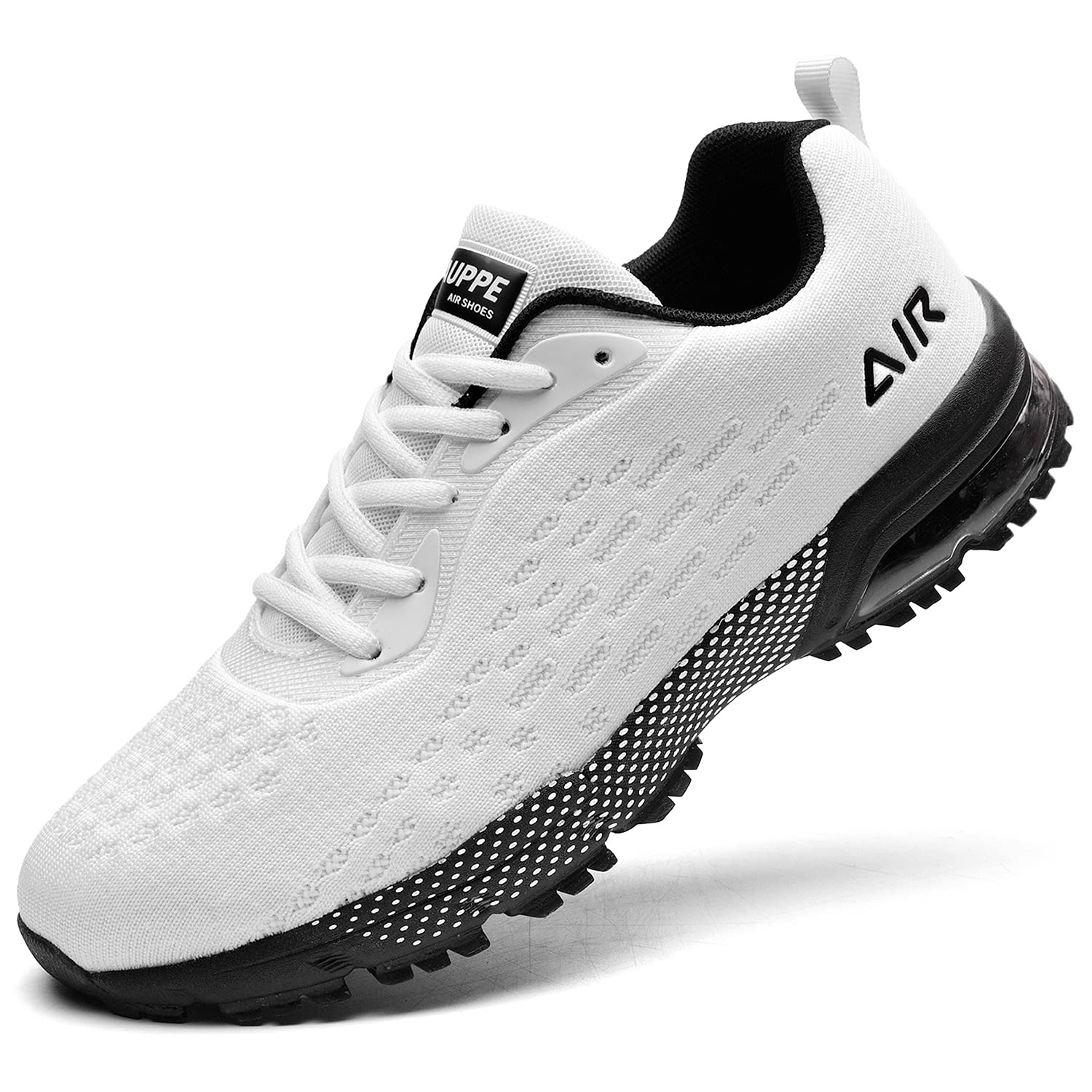 QAUPPE Mens Air Running Shoes Athletic Trail Tennis Sneaker (White US 10.5 D(M)