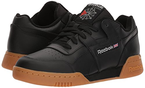 Reebok Men Workout Plus Sneaker, Black/Carbon/Classic red, 10.5