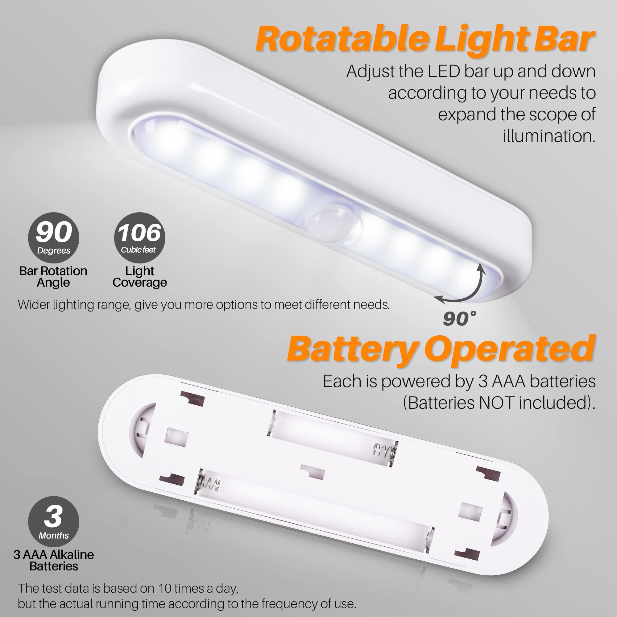 STAR-SPANGLED 12” Touch Sensor Light Indoor Battery Operated, Stick on LED Light for Closet, Stairs, Under Cabinet