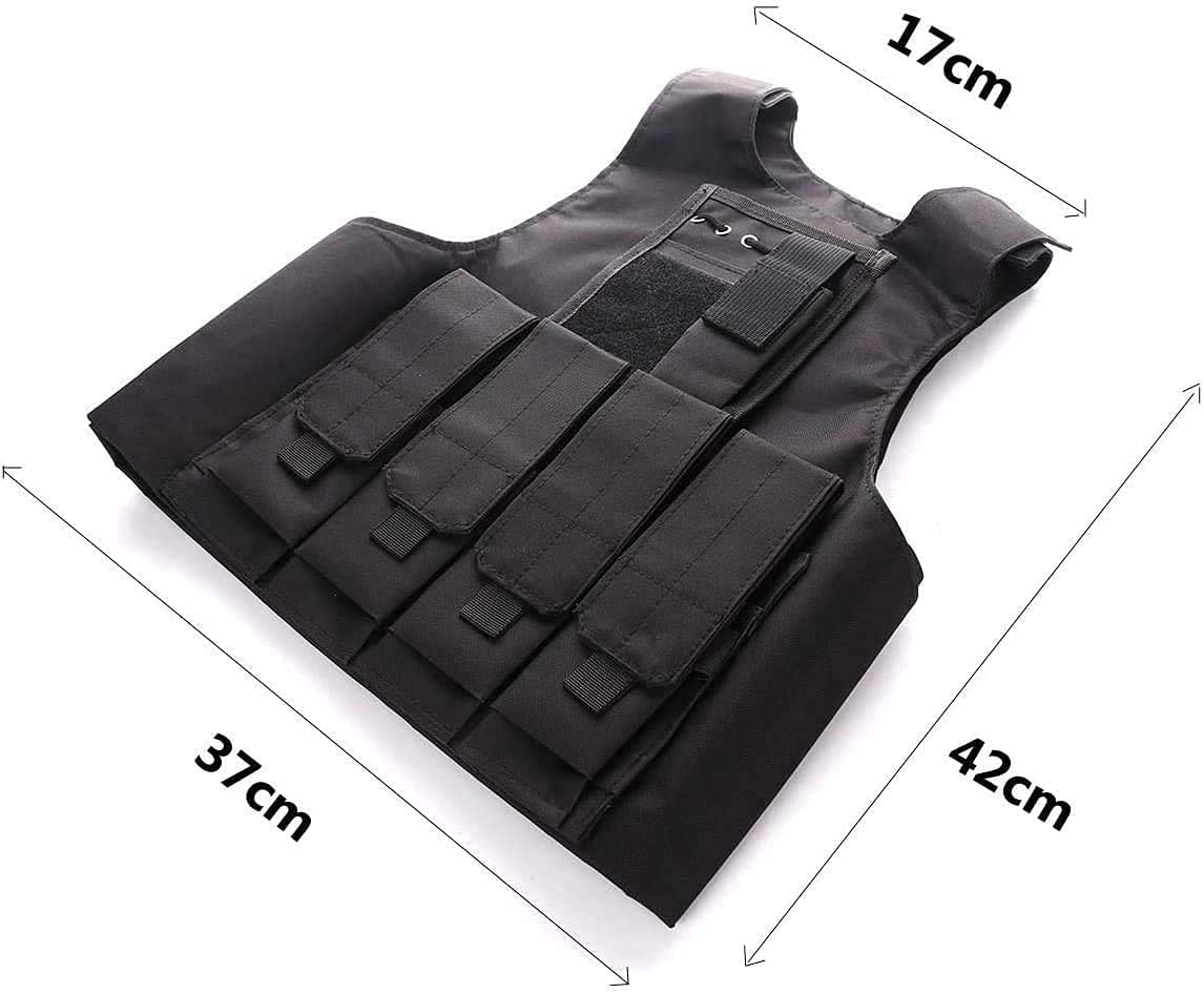 Toyfun Kids Tactical Vest Kit Woodland Camo Combat Assault Waistcoat Army/Military/Police Style, Adjustable and Multi-Colors