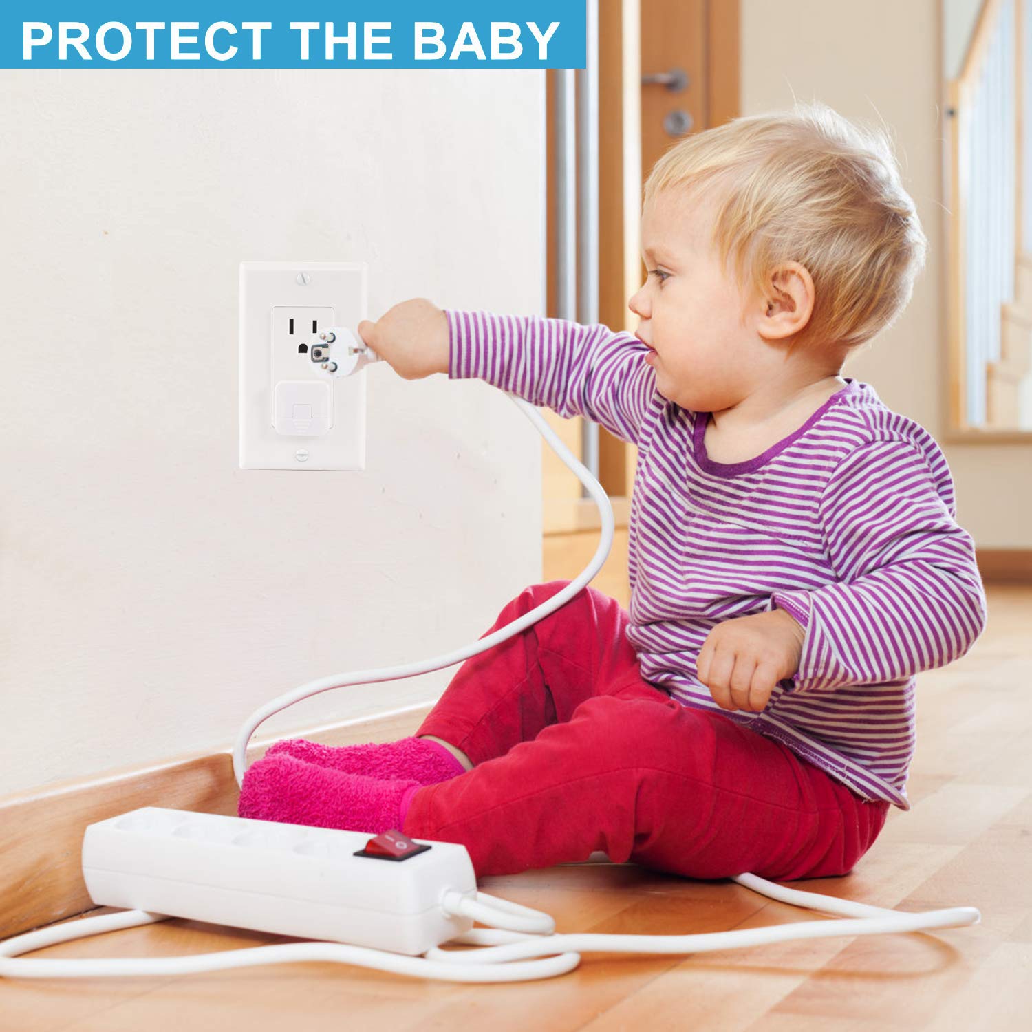 RUIYUXIN USB Outlet Covers with Hidden Pull Handle 50 Pack Baby Proofing Plug Covers Safety Durable ABS Plastic Outlet Plug Protector Cap