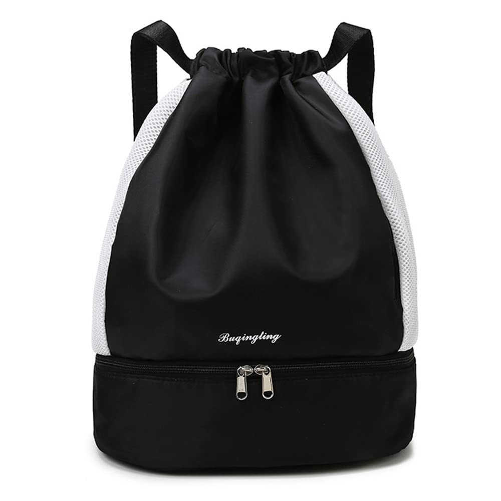 Peicees Drawstring Backpack Bag with Shoes Compartment Gym Bag for Men and Women Water Resistant Gym Sport Exercise