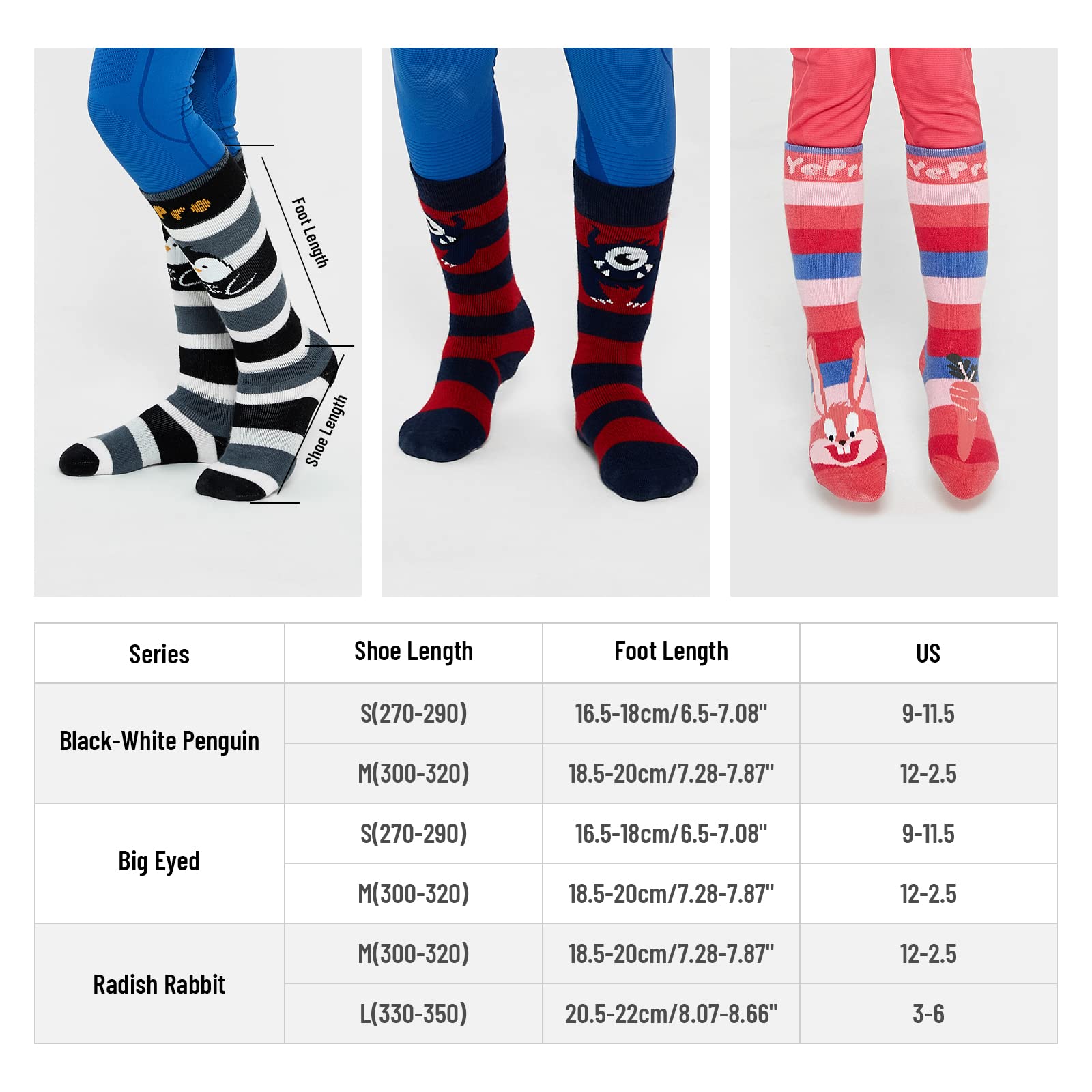Yepro Kids Merino Wool Socks, Winter Socks for Boys & Grils, Thermal socks for Skiing, Snowboarding, Skating, Running, Hiking