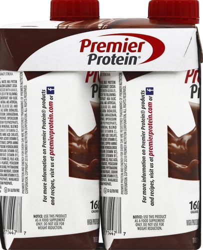 Premier Protein Shake, Chocolate, 30g Protein, 1g Sugar, 24 Vitamins & Minerals, Nutrients to Support Immune Health, 4 Count, 44 Fl Oz