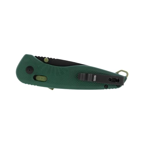 SOG Aegis AT Ambidextrous Outdoor Pocket Easy to Carry Folding Knives | CRYO D2 Stainless Steel Blade | AT-XR Lock, Forest/Moss