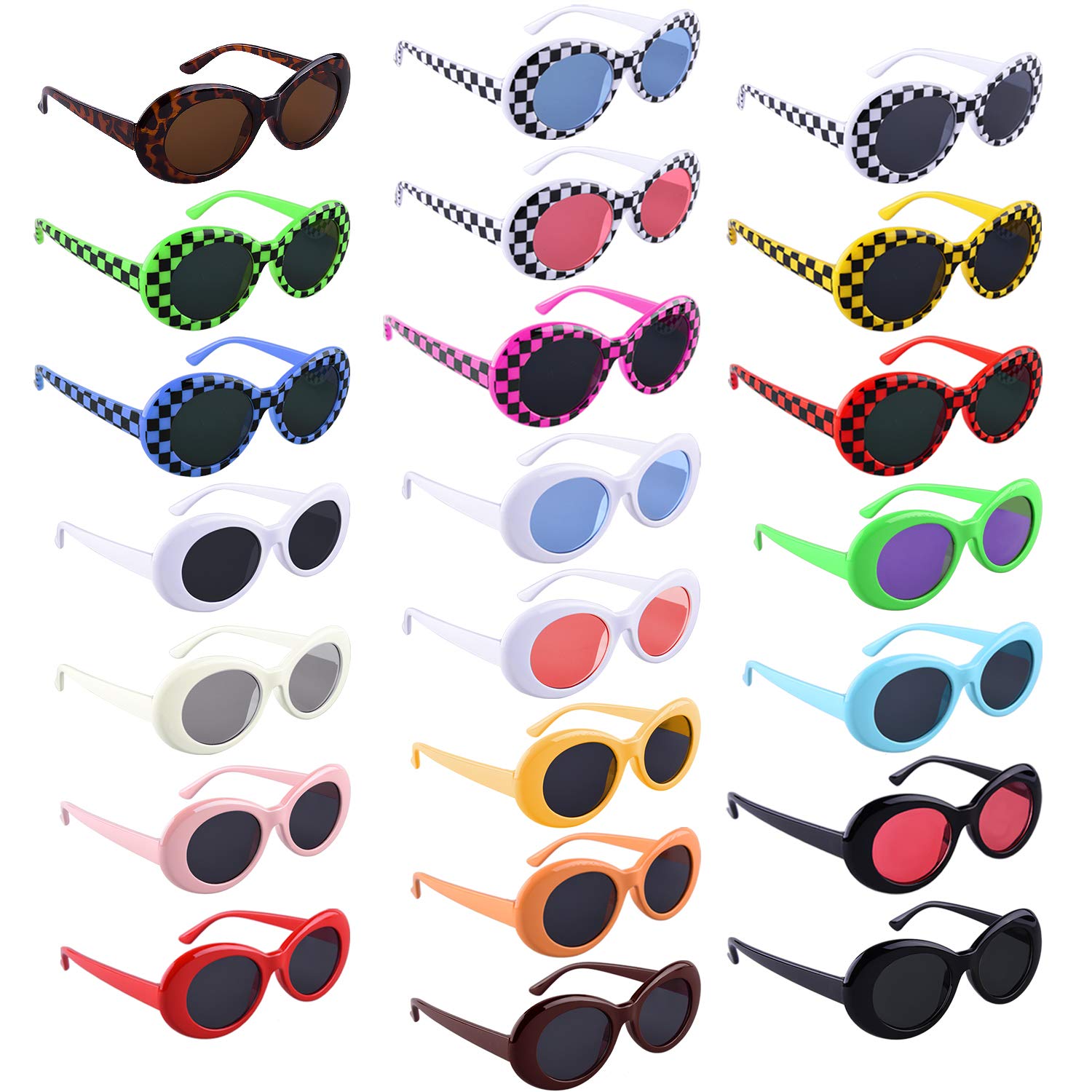 SIQUK 22 Pairs Retro Clout Oval Goggles 22 Colors Retro Kurt Mod Sunglasses