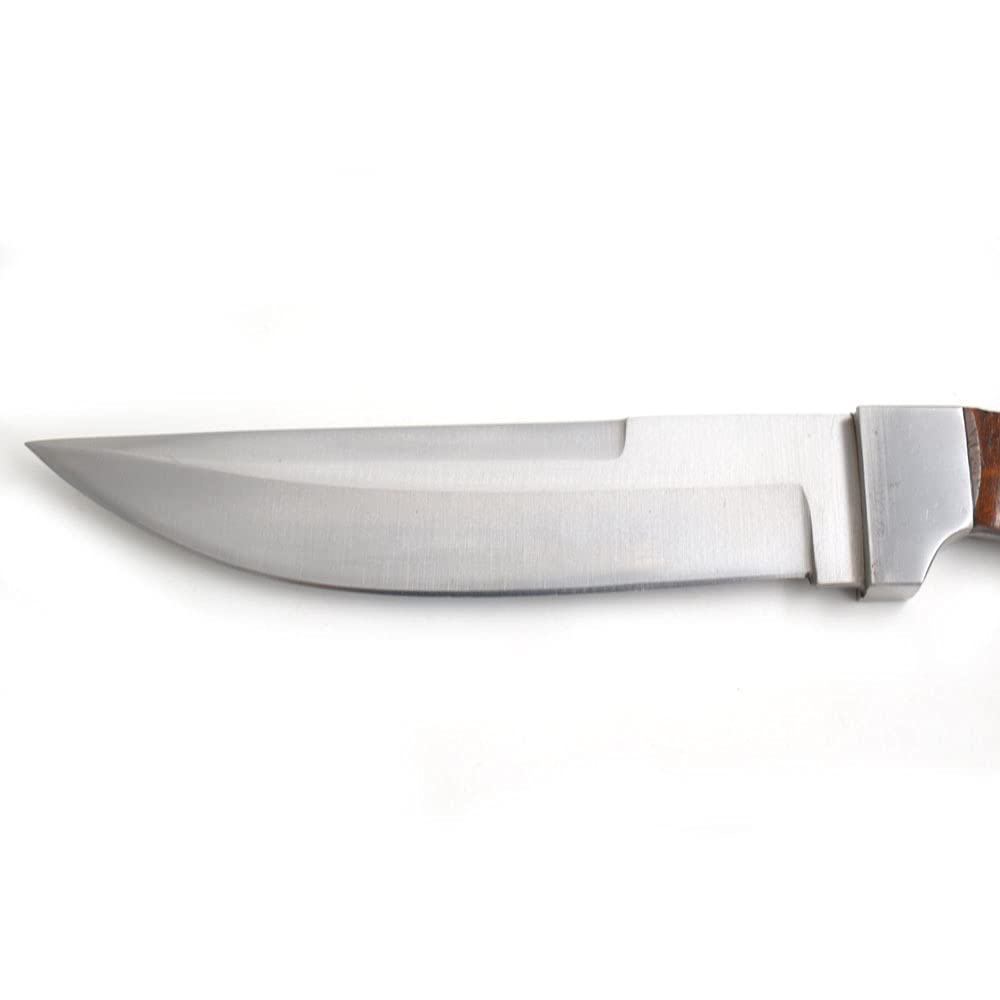 Wild Turkey Handmade Collection Heavy Duty Wood Handle Hunting Knife | Stainless Steel Blade | Genuine Leather Sheath Included