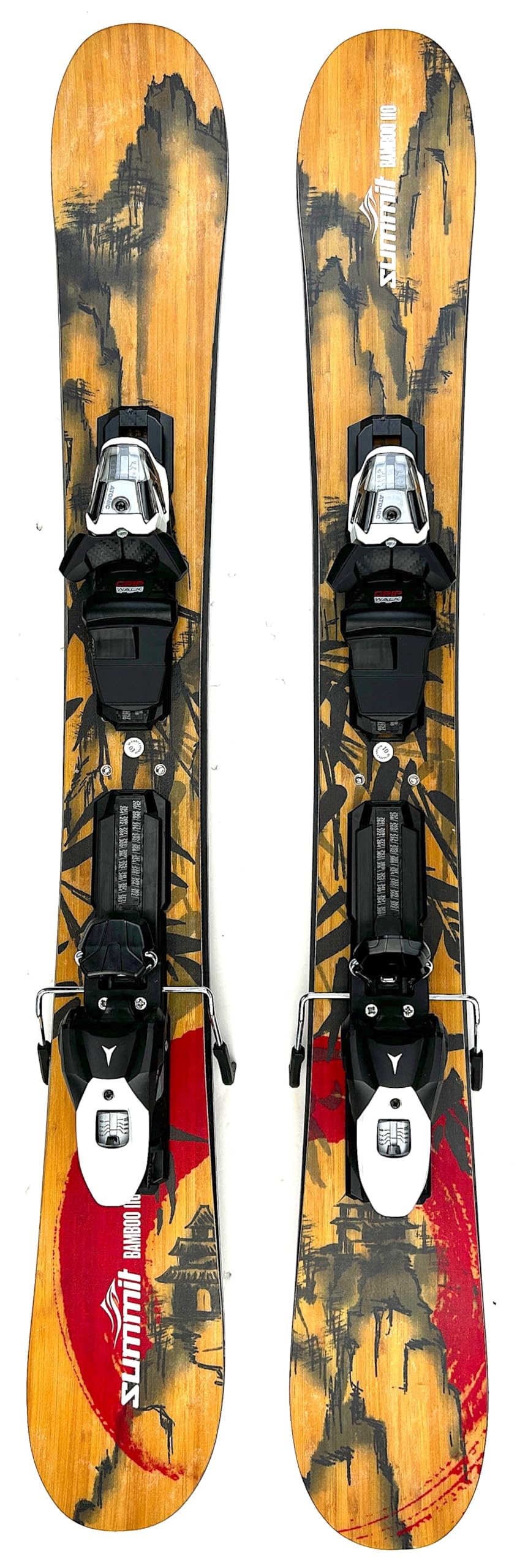 Summit Skiboards Bamboo Pro 110 cm Skiboards w. Atomic M10 Adjustable Ski Bindings