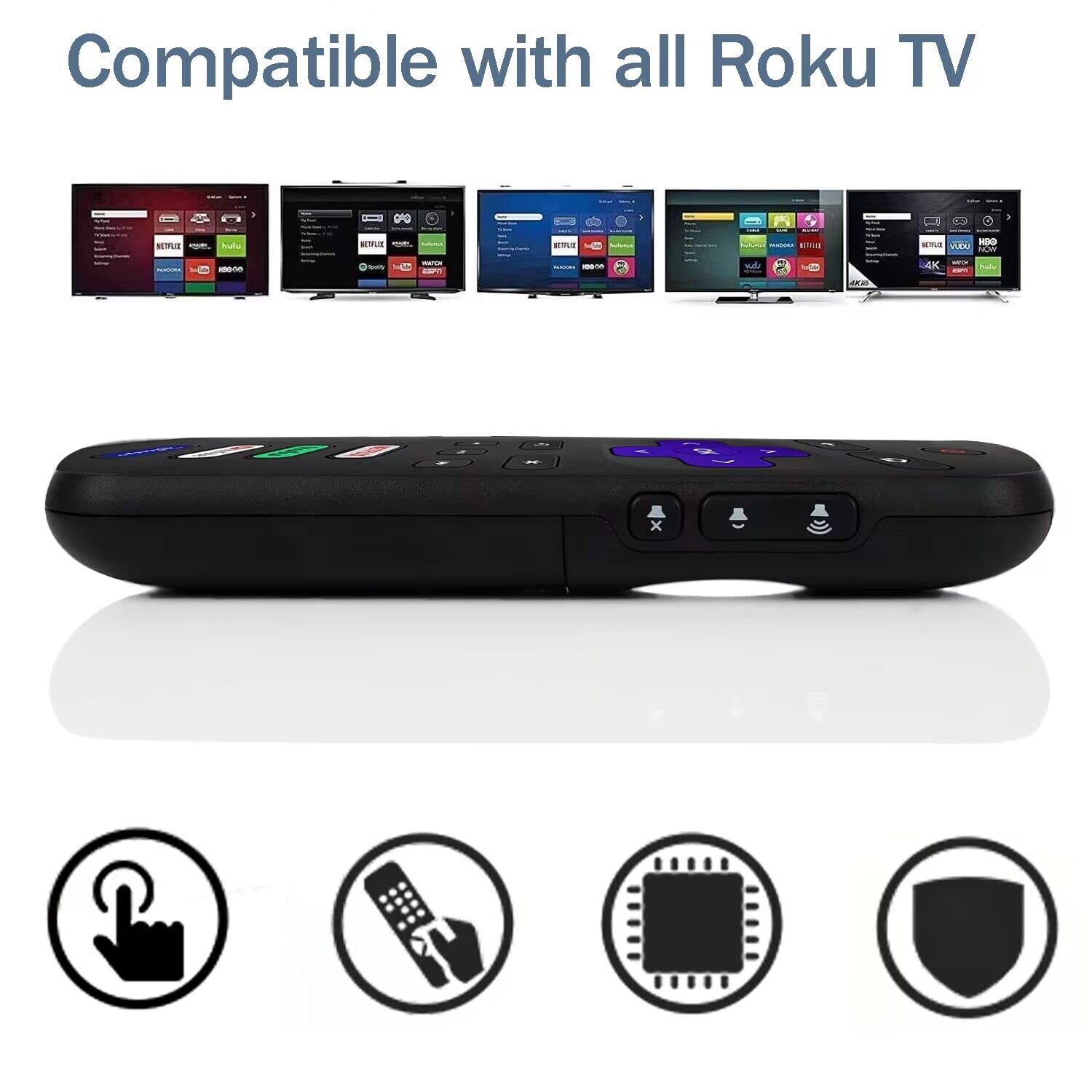 Replacement Remote Control for Roku TV, Compatible with TCL Roku/Hisense Roku/Element Roku/Insignia Roku/JVC Roku/Onn Roku/Philips Roku/RCA Roku/Sharp Roku/Westinghouse Roku Series Smart TVs, 2 Pack