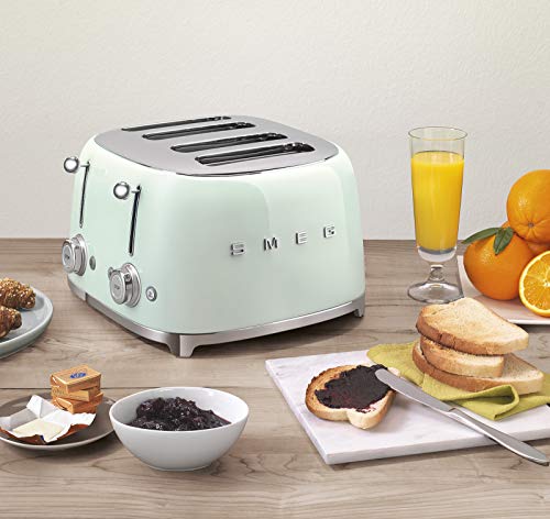Smeg 50s Retro 4-Slot Toaster TSF03 Bundle with Smeg KLF03 Electric Kettle (Pastel Green)