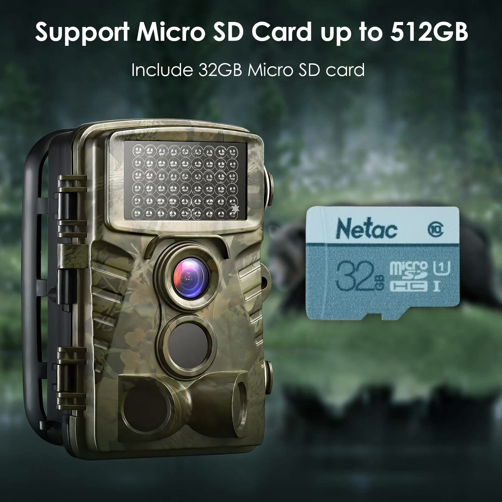 WiFi Trail Camera 4K 32MP Bluetooth Game Camera Phone Hunting Camera with Night Vision 0.2s Activated 120° Detection IP66 Waterproof for Wildlife Deer Scouting Monitoring