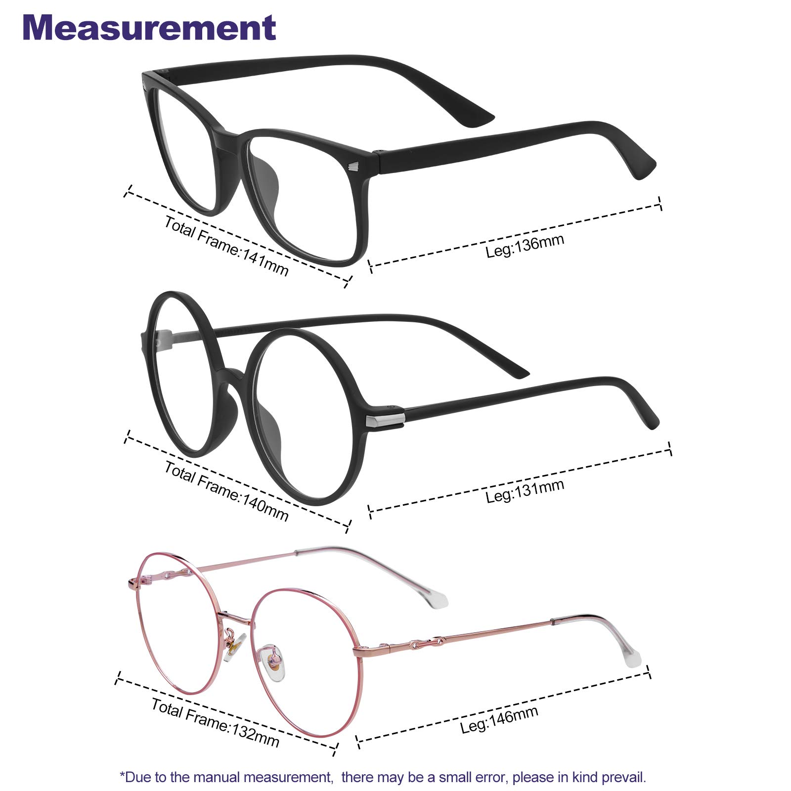ViewFeast Blue Light Blocking Glasses, 3 Pack Reading Glasses, Three Styles For Square Oval Eyeglasses Frame, Anti Blue Ray Computer Game Glasses Anti Eyestrain UV For Women Men