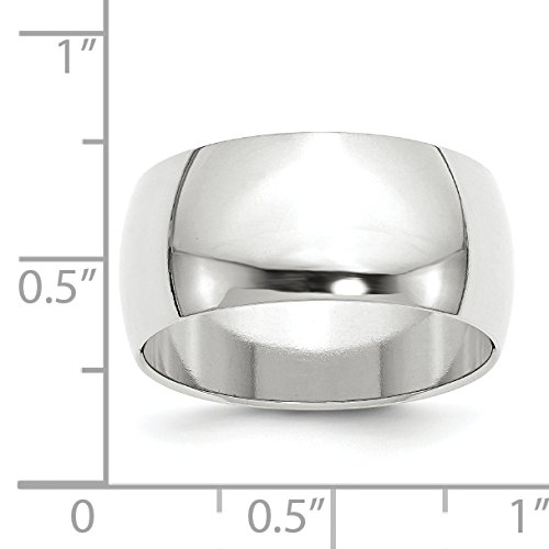 Solid 10k White Gold 10 mm Half Round Wedding Band Ring Size 7.5