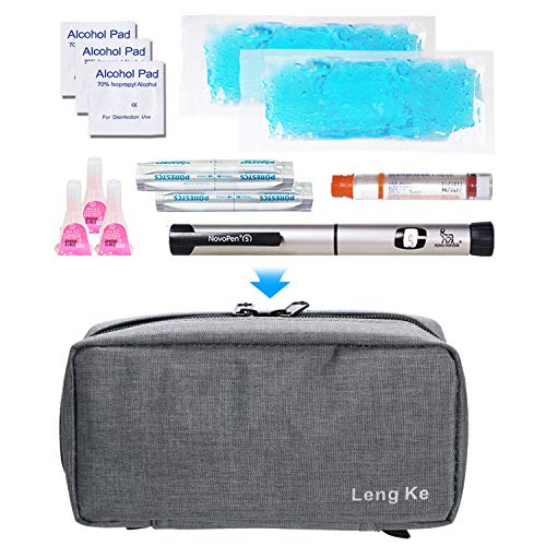 YOUSHARES Insulin Cooling Travel Case - Portable Diabetic Supplies Organizer Cooler Bag for Insulin Pen, Syringe, Glucose Meter and Other Diabetic Supplies with 2 TSA Approved Ice Pack (Grey)