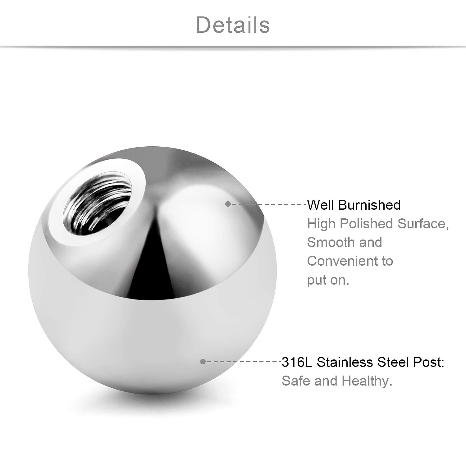 SCERRING 80PCS 14G 316L Surgical Steel Externally Threaded Replacement Balls Body Jewelry Piercing Barbell Parts for Women Men 4mm 5mm