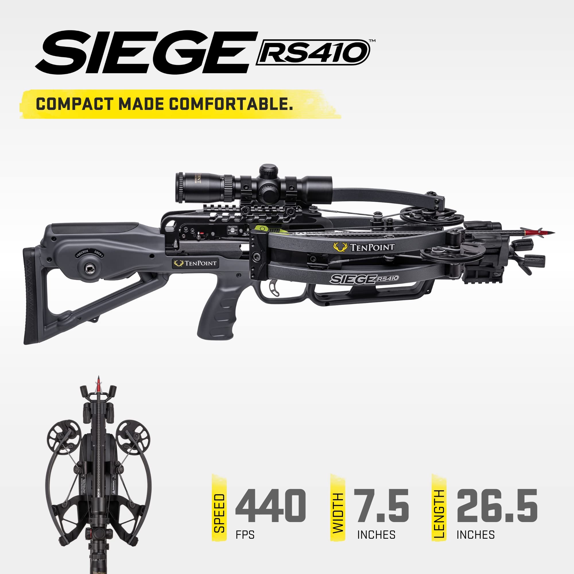 TenPoint Siege RS410 410 FPS ACUslide Crossbow Package with Rangemaster Pro Scope (Graphite)