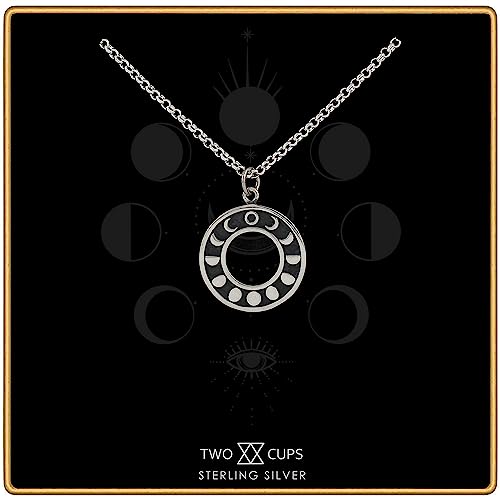 Two Cups Sterling Silver Moon Phase Necklace Sterling Silver Chain