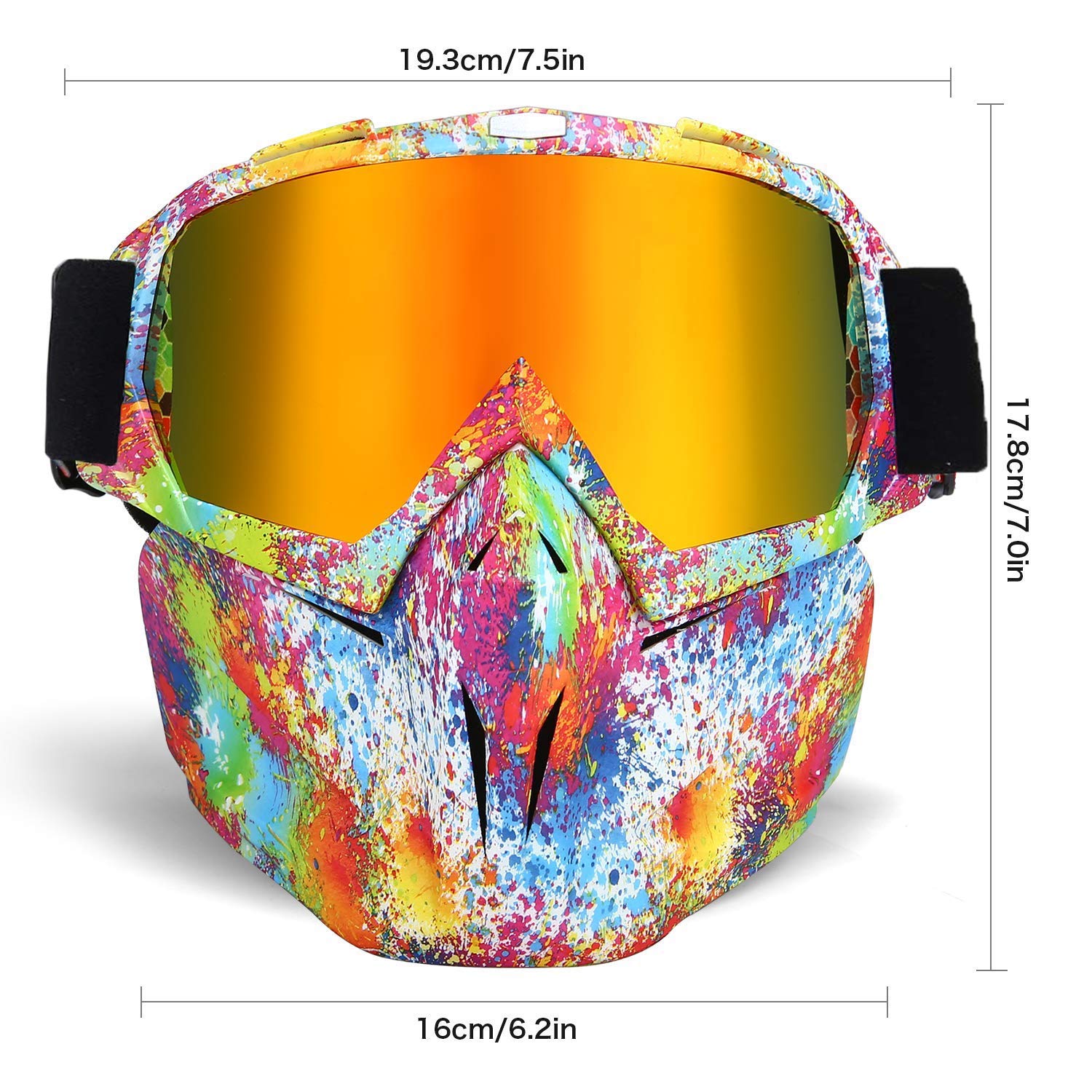 Smarcent Ski Snowboard Snowmobile Goggles Mask Motorcycle Goggles Mask Protect Padding Helmet Sunglasses (Rainbow)