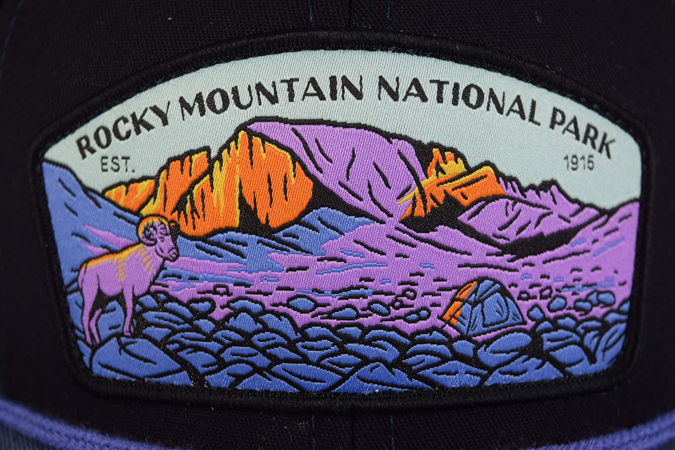 Sendero Provisions Co. Outdoor Adjustable Snapback Rope Hat with Rocky Mountain National Park Woven Patch (Navy/Slate)