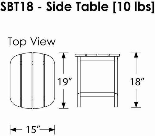 POLYWOOD SBT18WH South Beach 18" Outdoor Side Table, White