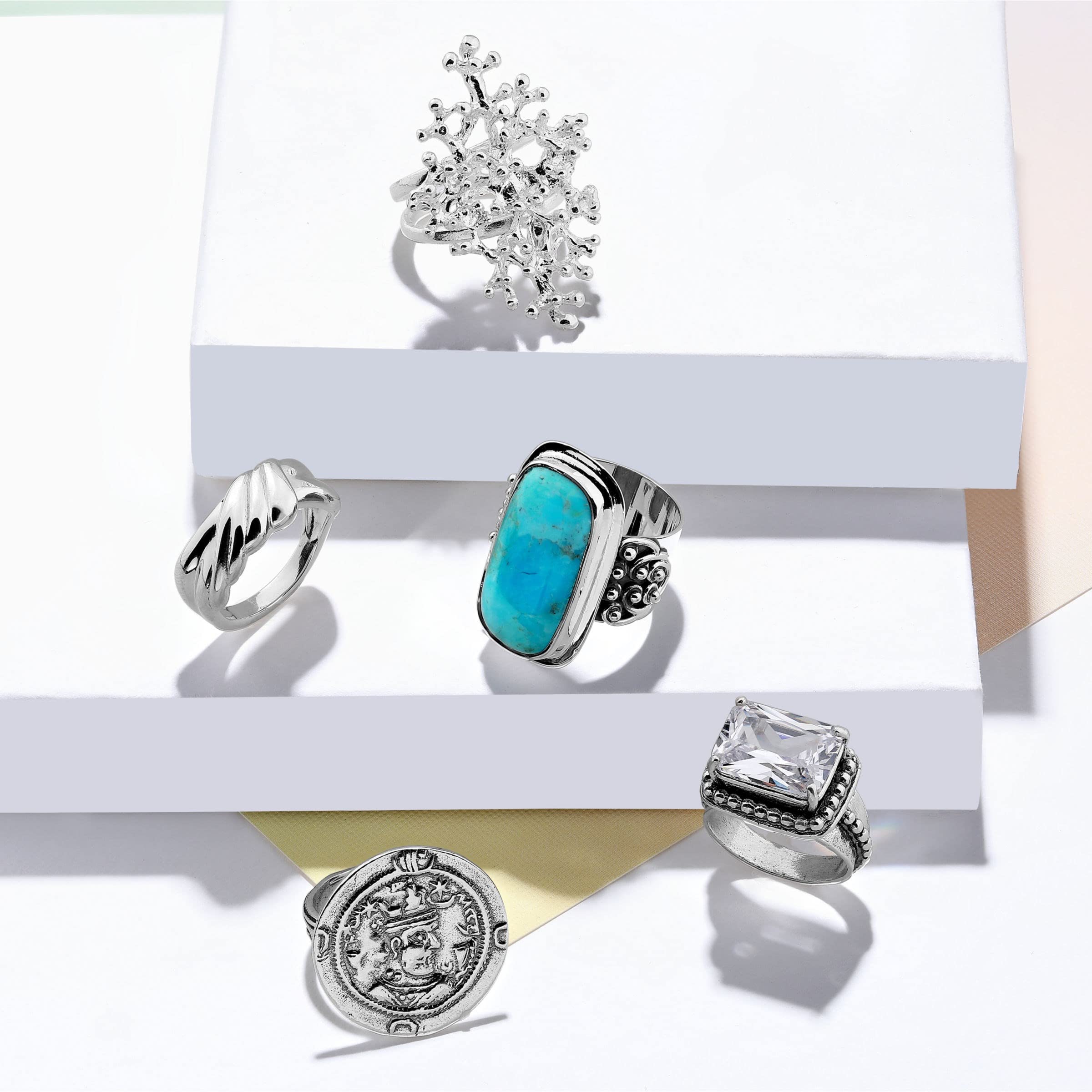Silpada 'Big Spring' Compressed Mojave Turquoise Statement Ring in Sterling Silver, Size 9