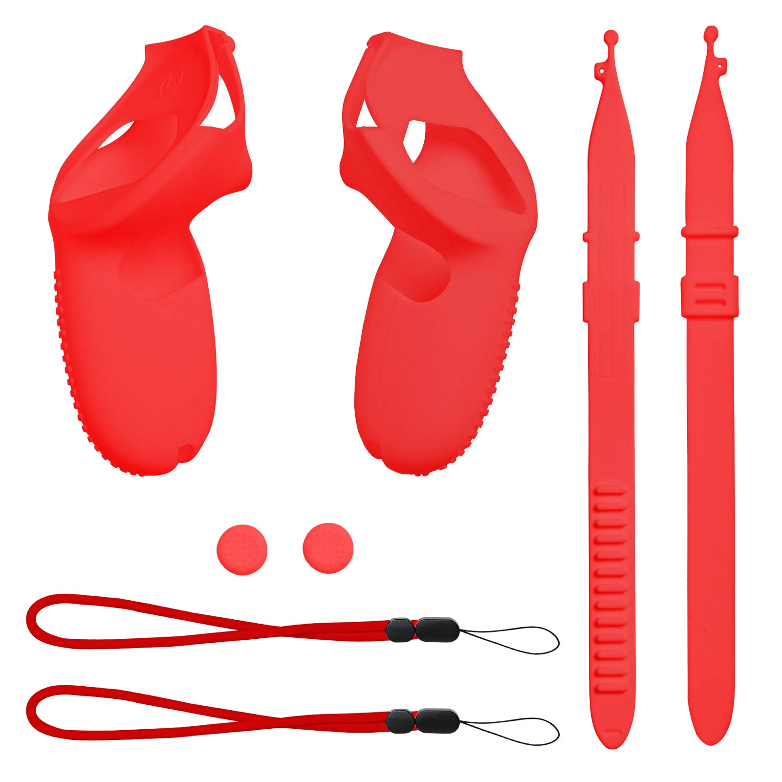 VR Headset Accessories for Oculus Quest 2, Touch Controller Grip Cover & VR Silicone face Cover & Protective Lens Cover Sweatproof Anti Collision Designed by X-Super Home (Red)