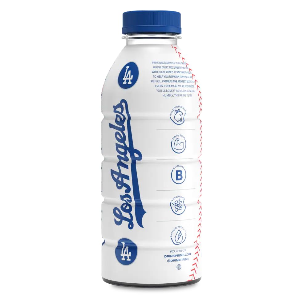 Prime Dodgers Pack of 6 Limited Edition of 16.9Fl oz Hydration Beverage