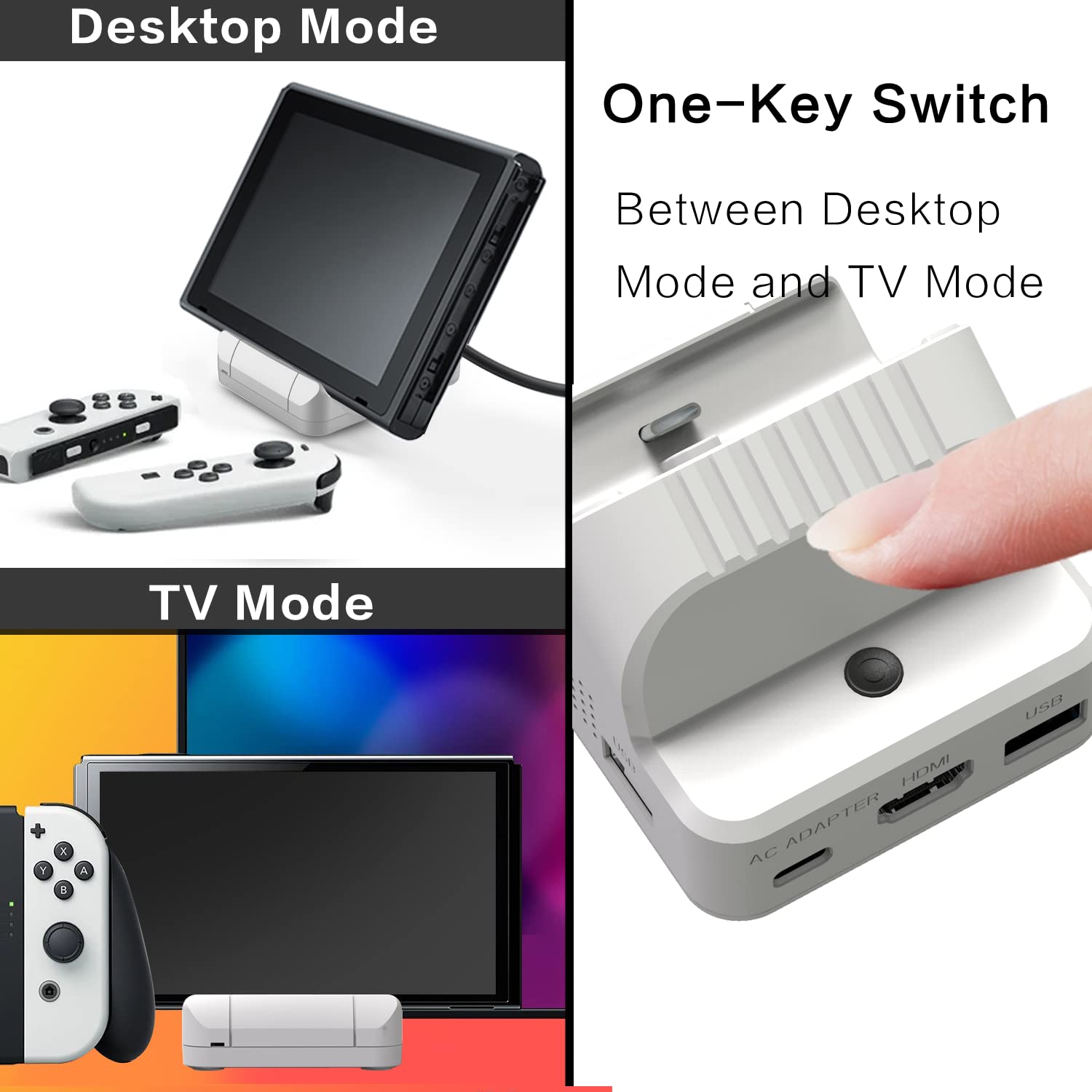 YEZRO Switch Dock for Nintendo Switch & OLED Model - Switch Docking Station Replacement Compatible with Nintendo Switch Dock - Compact Switch to HDMI Adapter with 3 USB Ports and Cooling Fan