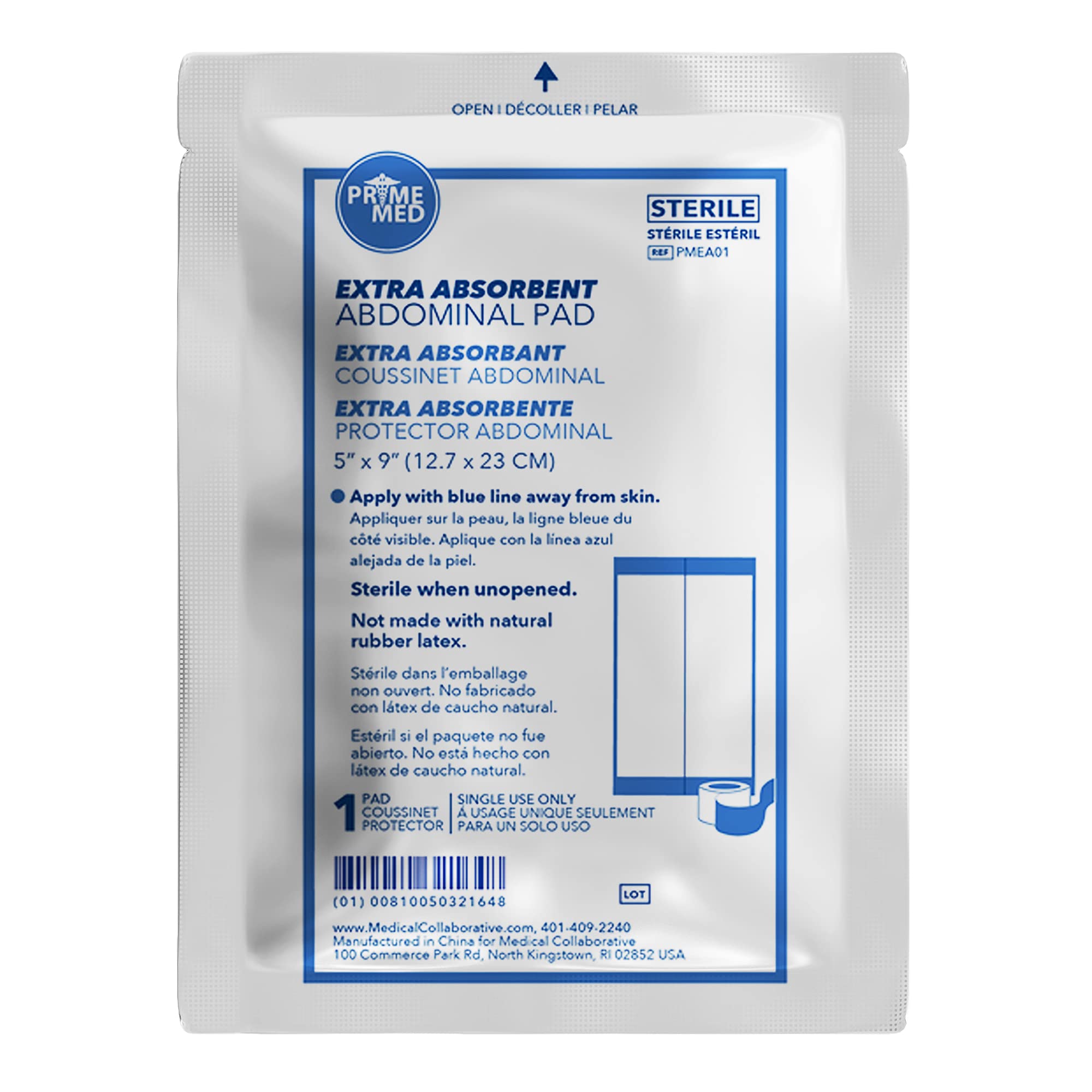 Sterile ABD Pads, 5 Inch x 9 Inch Nonwoven Combination Abdominal Pad (50 Pack)