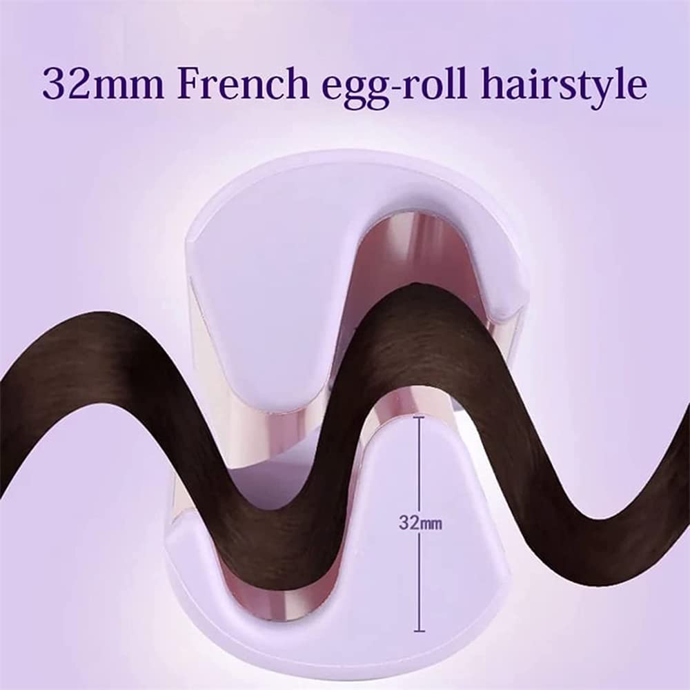 Rommantic French Egg Roll Curling Iron ,Water Ripple V-Shaped Ionic Hair Curling Iron Styling Tools,Hair Curler Crimper Styling Tools & Appliances with Multifunctions (Pink)