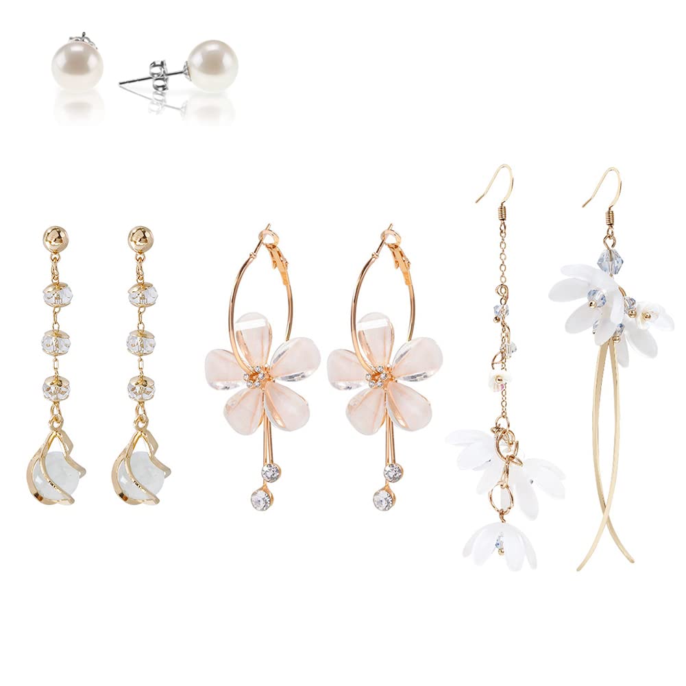 TERRYYO Women's Dangle Earrings - 3 Pairs, Hypoallergenic, Stainless Steel, 14K Gold Plated, Lightweight, Easy to Wear, Ideal for Any Occasion