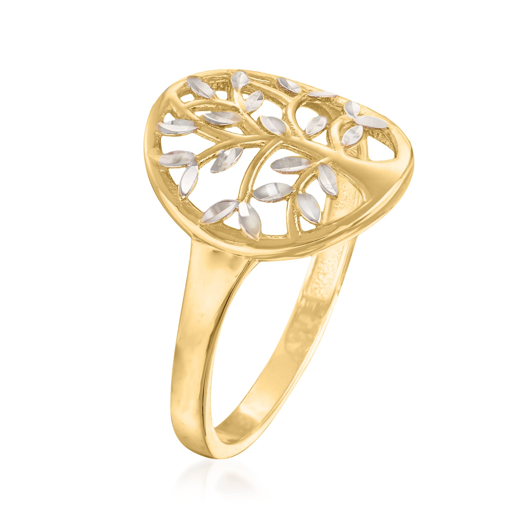 Ross-Simons 14kt 2-Tone Gold Cut-Out Tree Of Life Ring. Size 8
