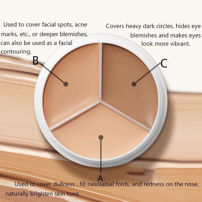 Tri-color Cream Concealer Palette Girls Makeup Concealer Foundation for Dark Skin Cover Spots Acne Marks Full Coverage Concealer