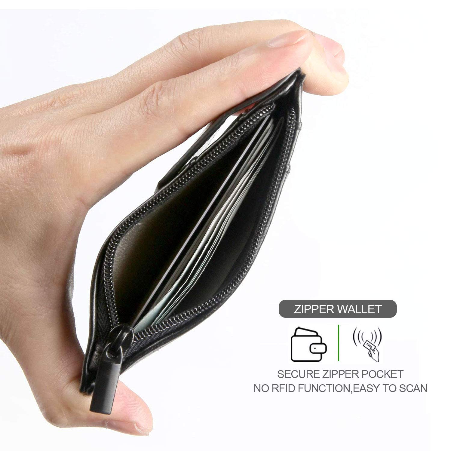 Teskyer Wristlet Keychain, Leather Wrist Strap Key Chain with Credit Card Holder, Black
