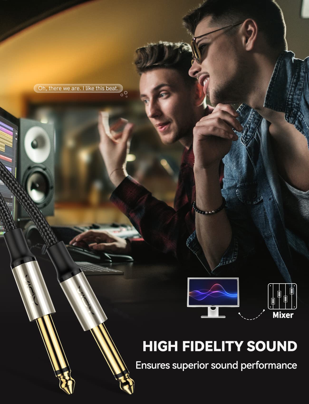 VIOY Guitar Cable 10 FT, 6.35 mm (1/4) TS (1/4) Mono Jack Unbalanced Guitar Patch Cords, High-end Instrument Cable for Electric Guitar, Bass, Keyboard, Electric Mandolin
