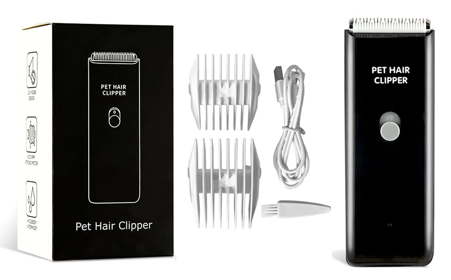 Tileon Dog Clippers,Quiet Washable USB Rechargeable Cordless Dog Grooming Kit,Electric Pets Hair Trimmers Shaver Shears for Dogs and Cats Black
