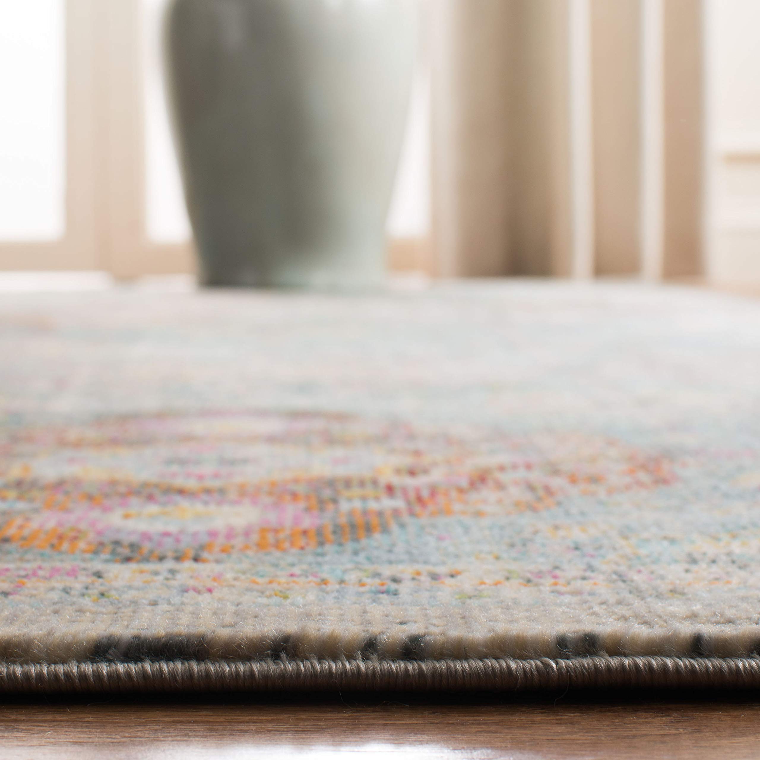 SAFAVIEH Luxor Collection Area Rug - 8' x 10', Ivory & Turquoise, Handmade Boho Chic, Ideal for High Traffic Areas in Living Room, Bedroom (LUX329A)