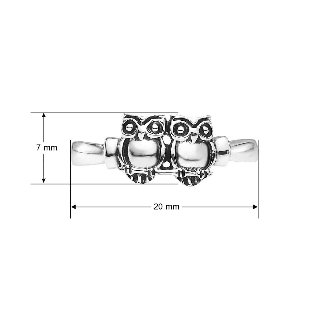 Silverline Jewelry - 925 Sterling Silver Two Owls Ring, Animal Themed Jewelry Size 9