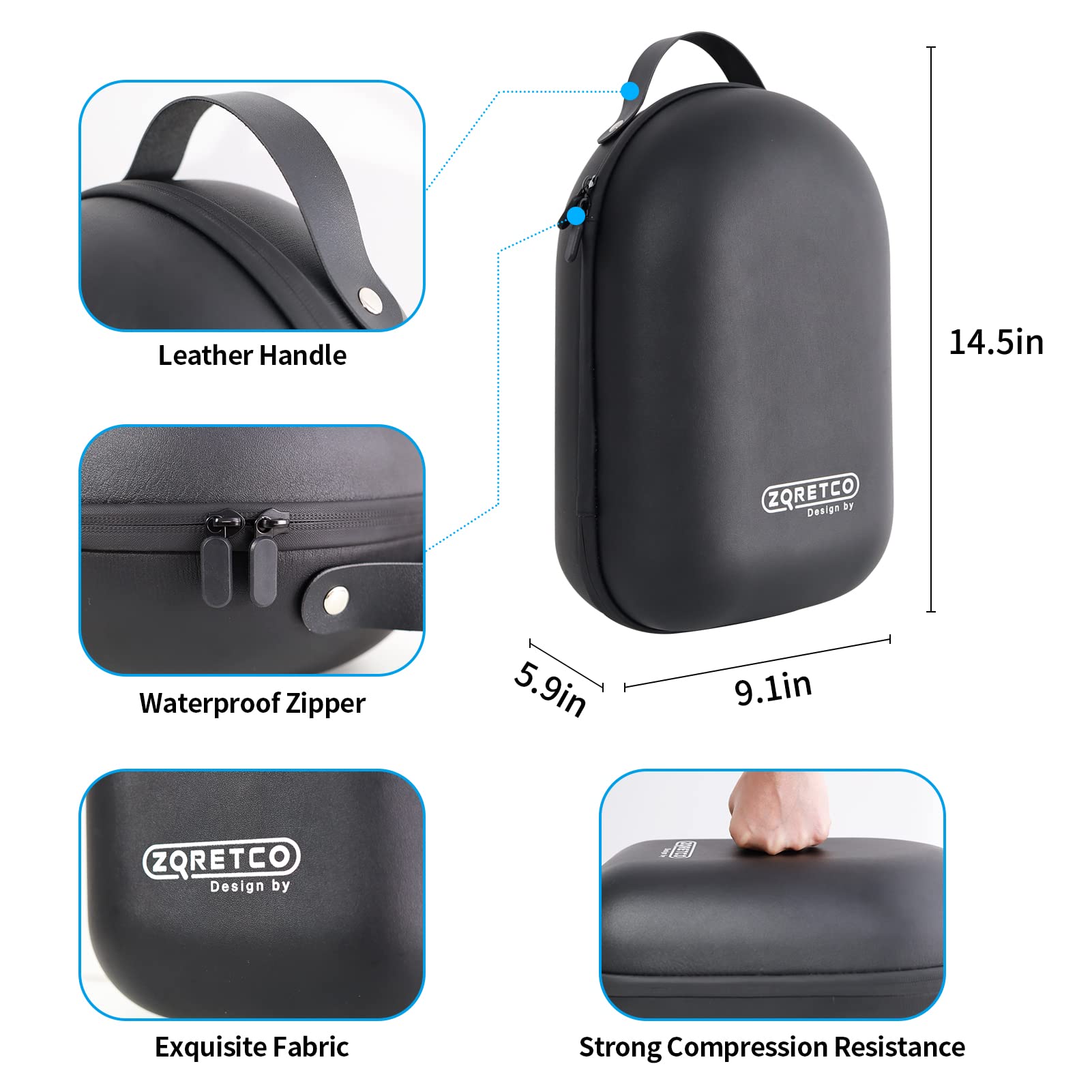 ZORETCO Carrying Case for Meta/Oculus Quest 2 - Hard Large Space Compatible Vr Headstrap Accessories Travel Bag