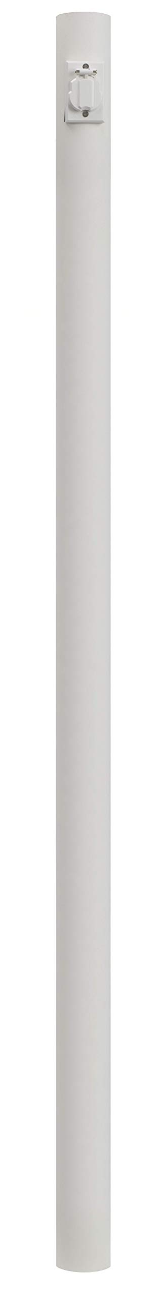 Solus SP7-CNCA-WH 7' Outdoor Direct Burial Lamp Post with Convenience Outlet, Fits 3" Post Top Fixtures, Includes Inlet Hole, Easy to Install, Corrosion & Weather Resistant, White