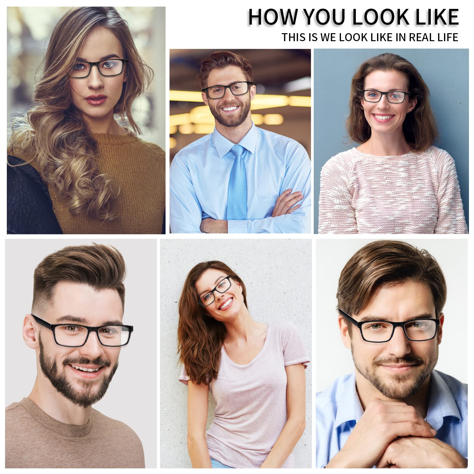Ronecool Reading Glasses for Women/Men Blue Light Blocking, Computer Readers Anti Eye Strain Blocker Eyeglasses 6 Packs(6 Black, 2.50