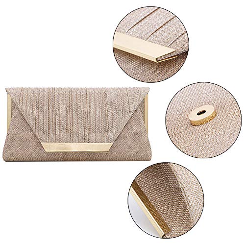 Women Mini Dazzling Sequins Pleats Evening Bag Party Prom Wedding Clutch Flap Handbag Cross Body Bag