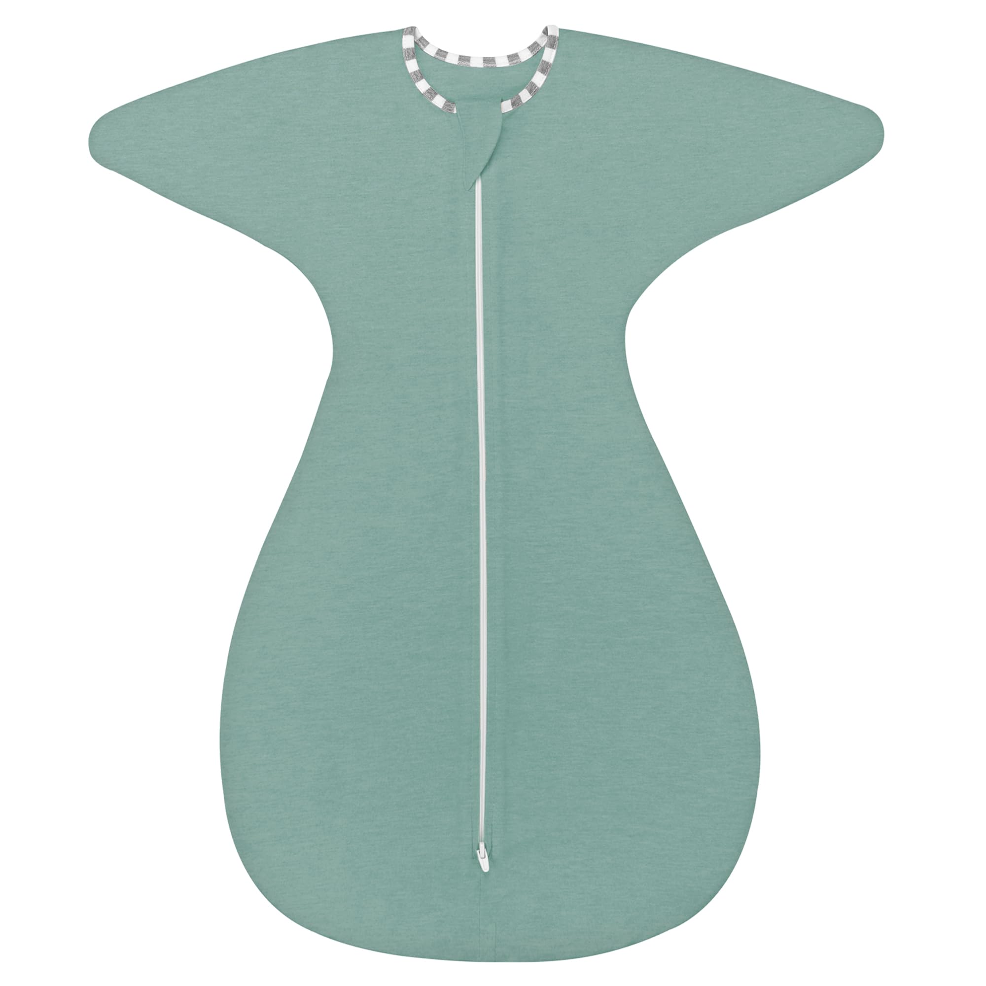 ZIGJOY Shark-Fin Transition Swaddle - 0.5 Tog Rayon Made from Bamboo Sleep Sack Transitional Swaddle Sack Baby Wearable Blanket with 2-Way Zipper, Mint Green, 0-3 Months