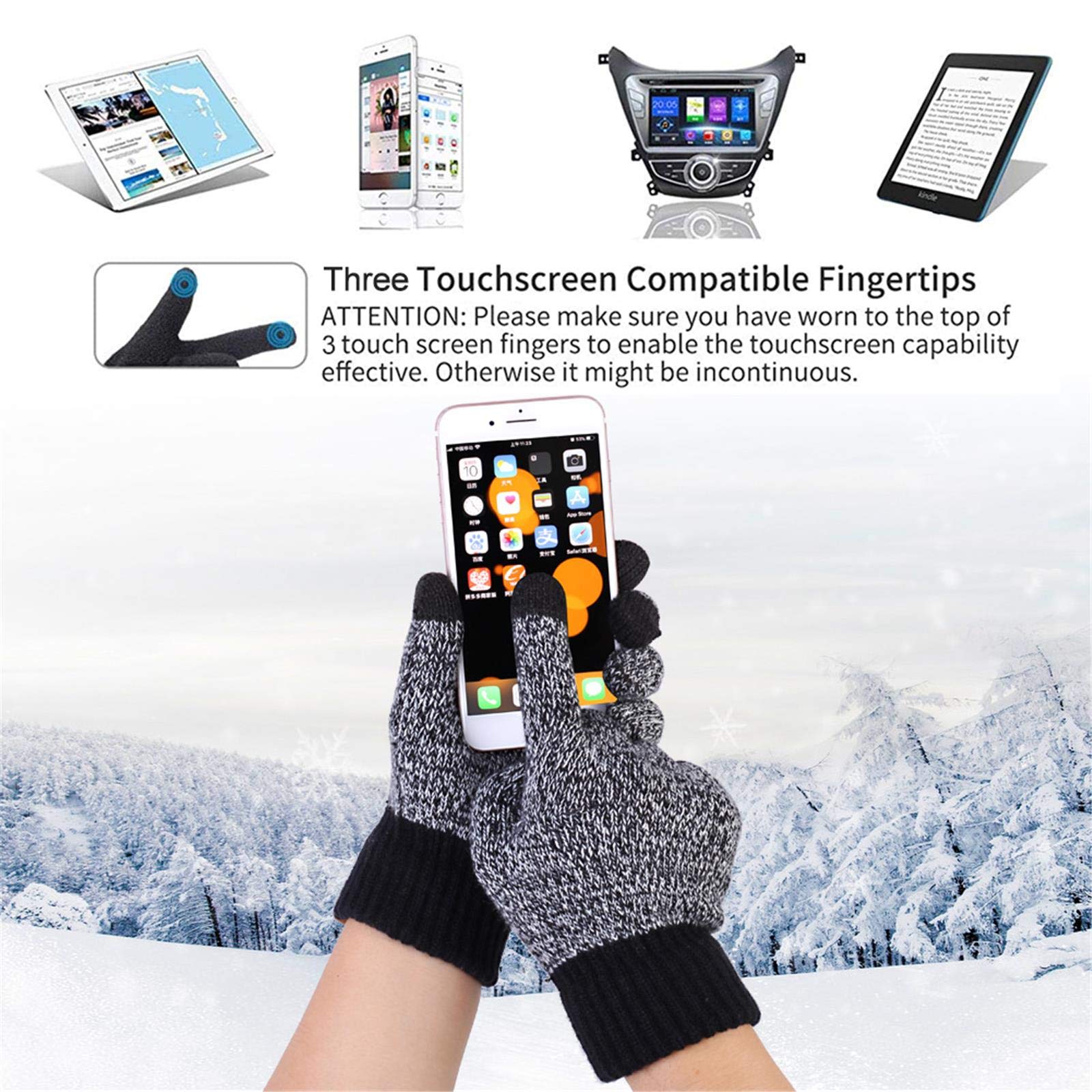 Winter Hats Scarf for Men with Touchscreen Gloves Warm Men's Scaves and Beanie Hat Themal Gloves Set